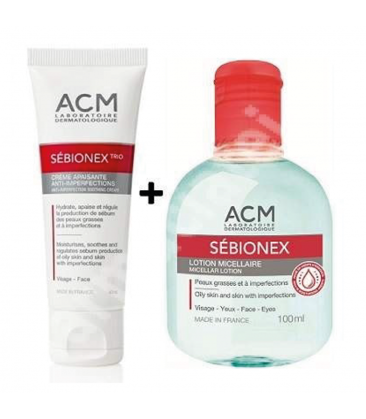 SEBIONEX TRIO CRÈME APAISANTE ANTI-IMPERFECTIONS 40 ML+LOTION MICELAIRE ...
